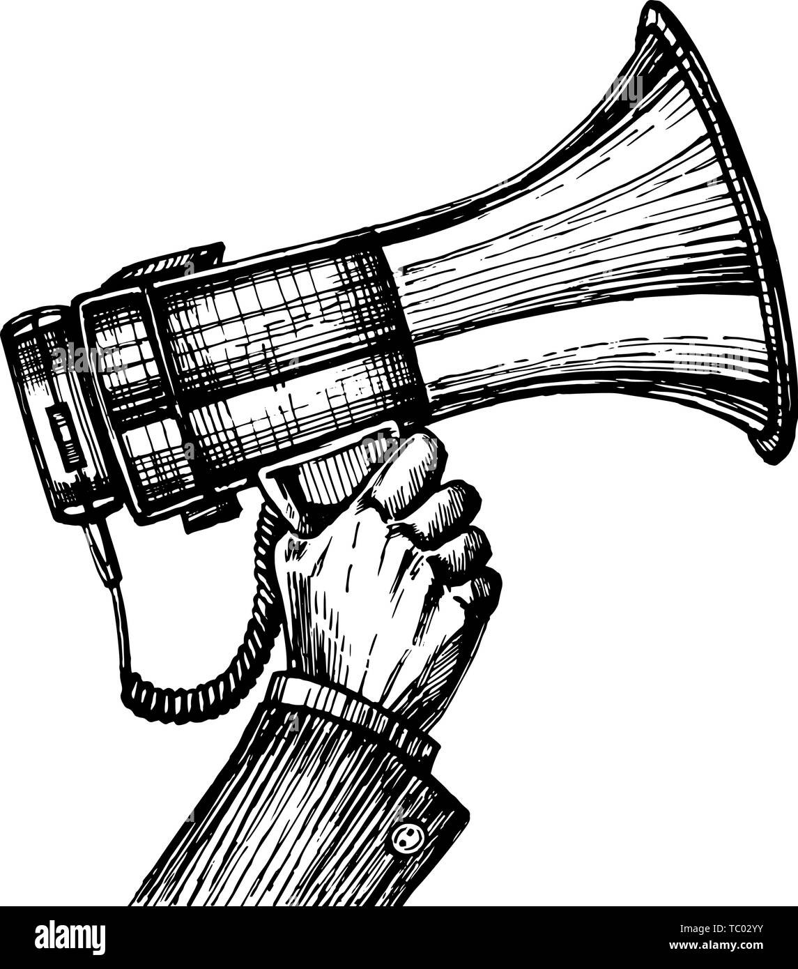 Bullhorn megaphone sketch hi-res stock photography and images - Alamy