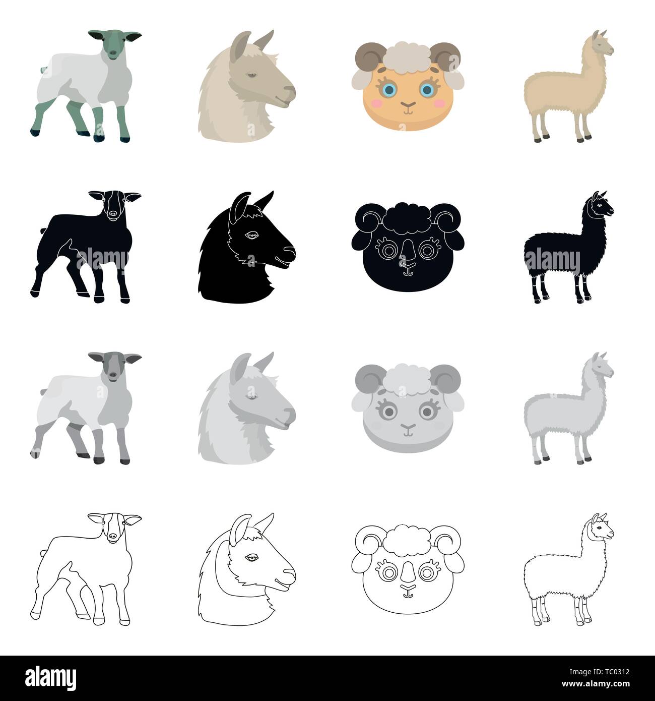Vector illustration of sheep and goat icon. Collection of sheep and ...