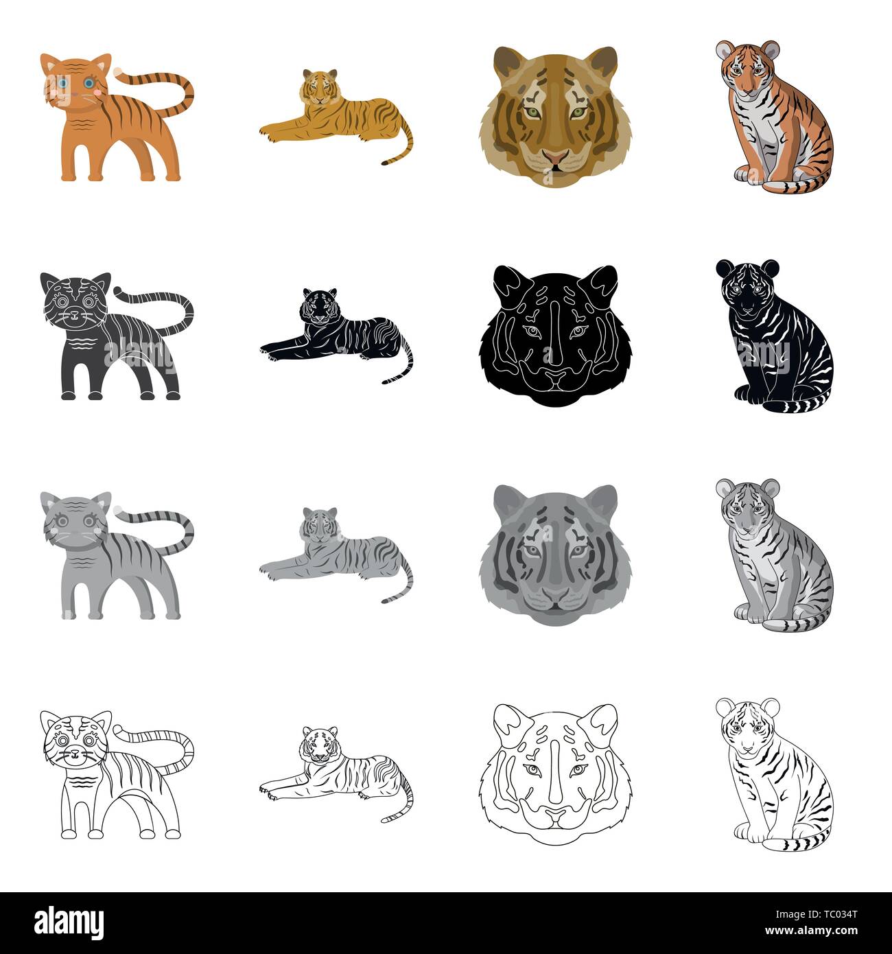 Vector design of tiger and asian symbol. Set of tiger and tattoo stock ...