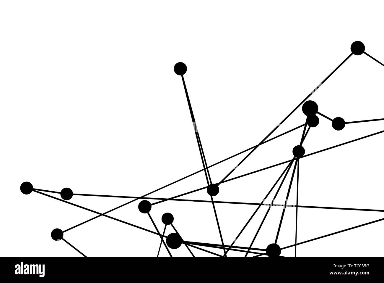 Circular nodes and line structures, three-dimensional rendering Stock ...