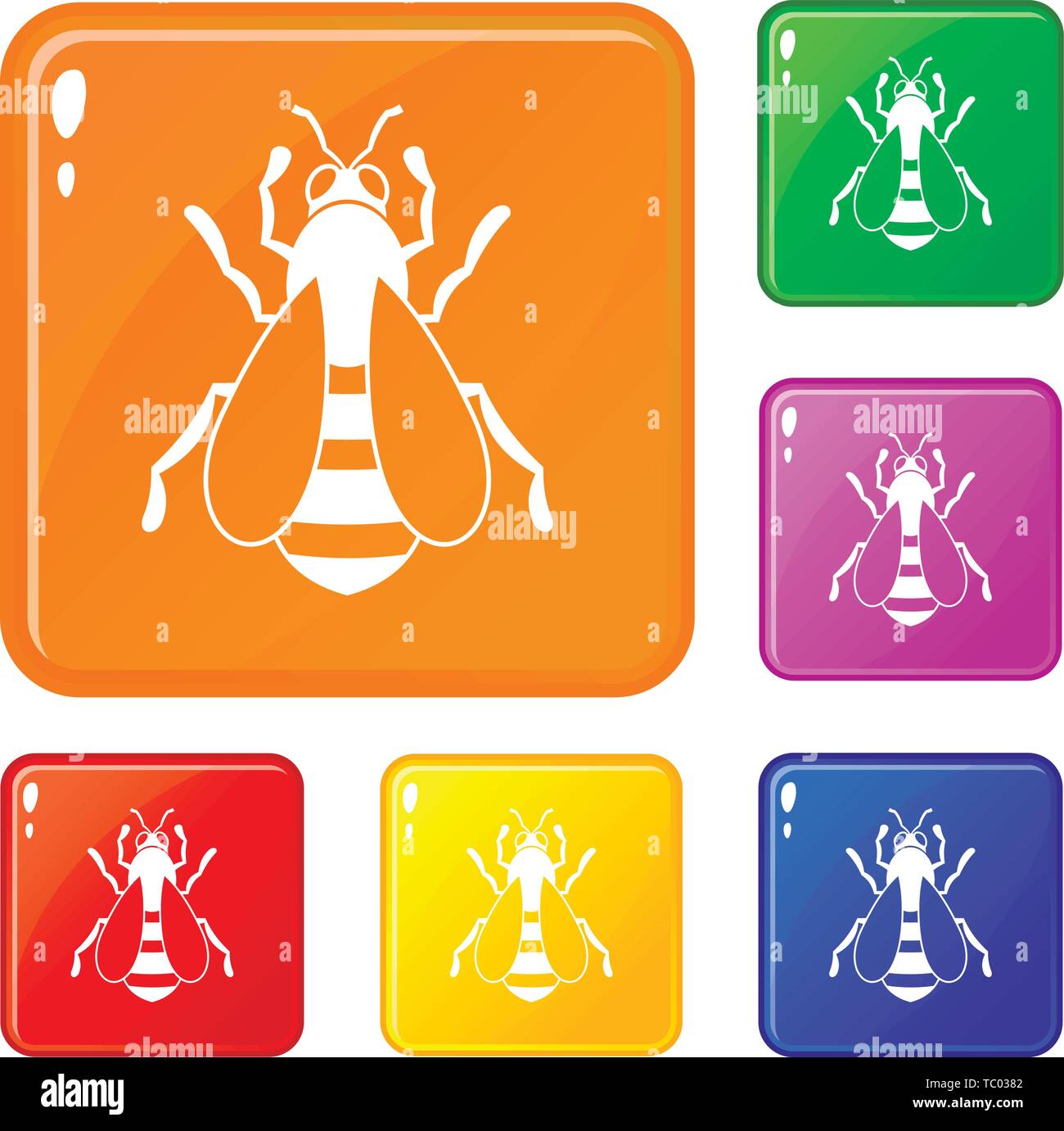 Bee icons set vector color Stock Vector Image & Art - Alamy