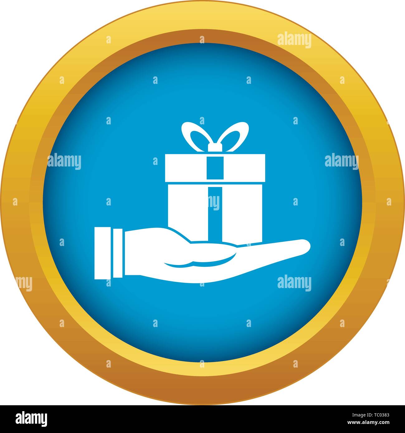 Gift box in hand icon blue vector isolated Stock Vector Image & Art - Alamy