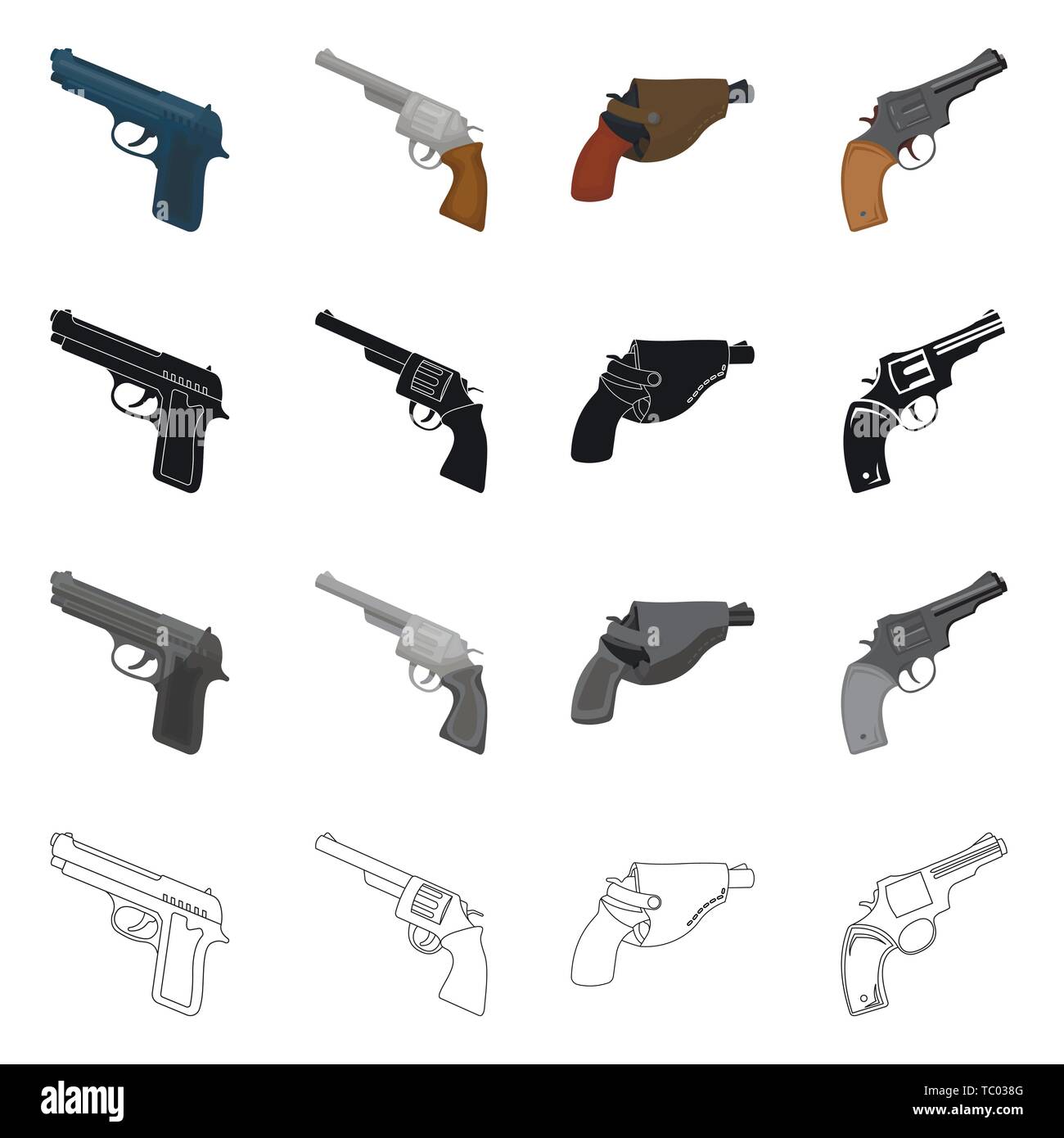 Isolated object of revolver and pistol logo. Collection of revolver and ...