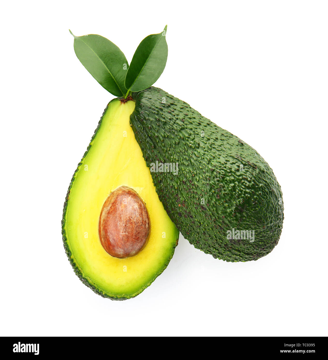 Fresh cut avocado on white background Stock Photo - Alamy