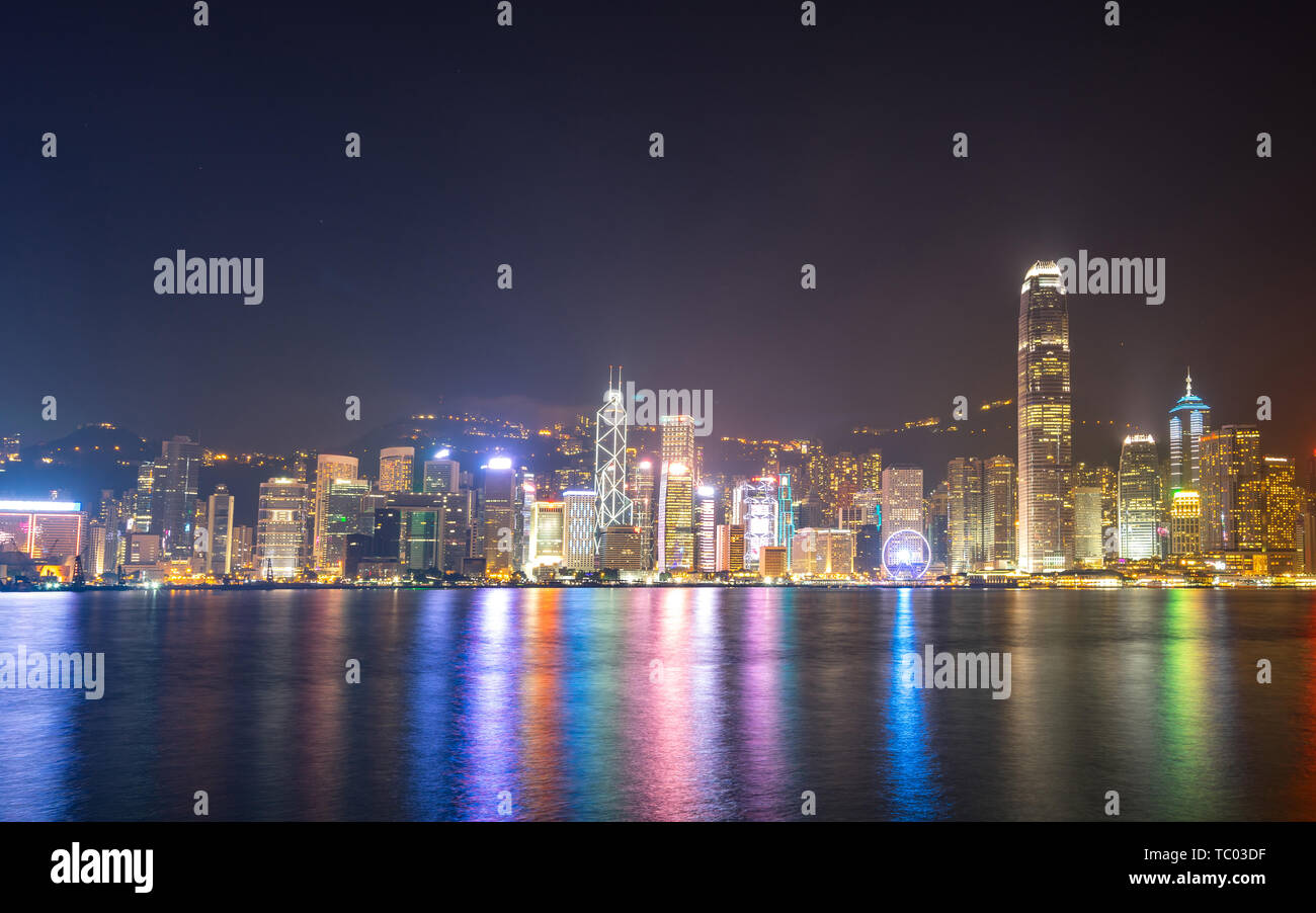 Night View in Victoria Harbour, Hong Kong Stock Photo - Alamy