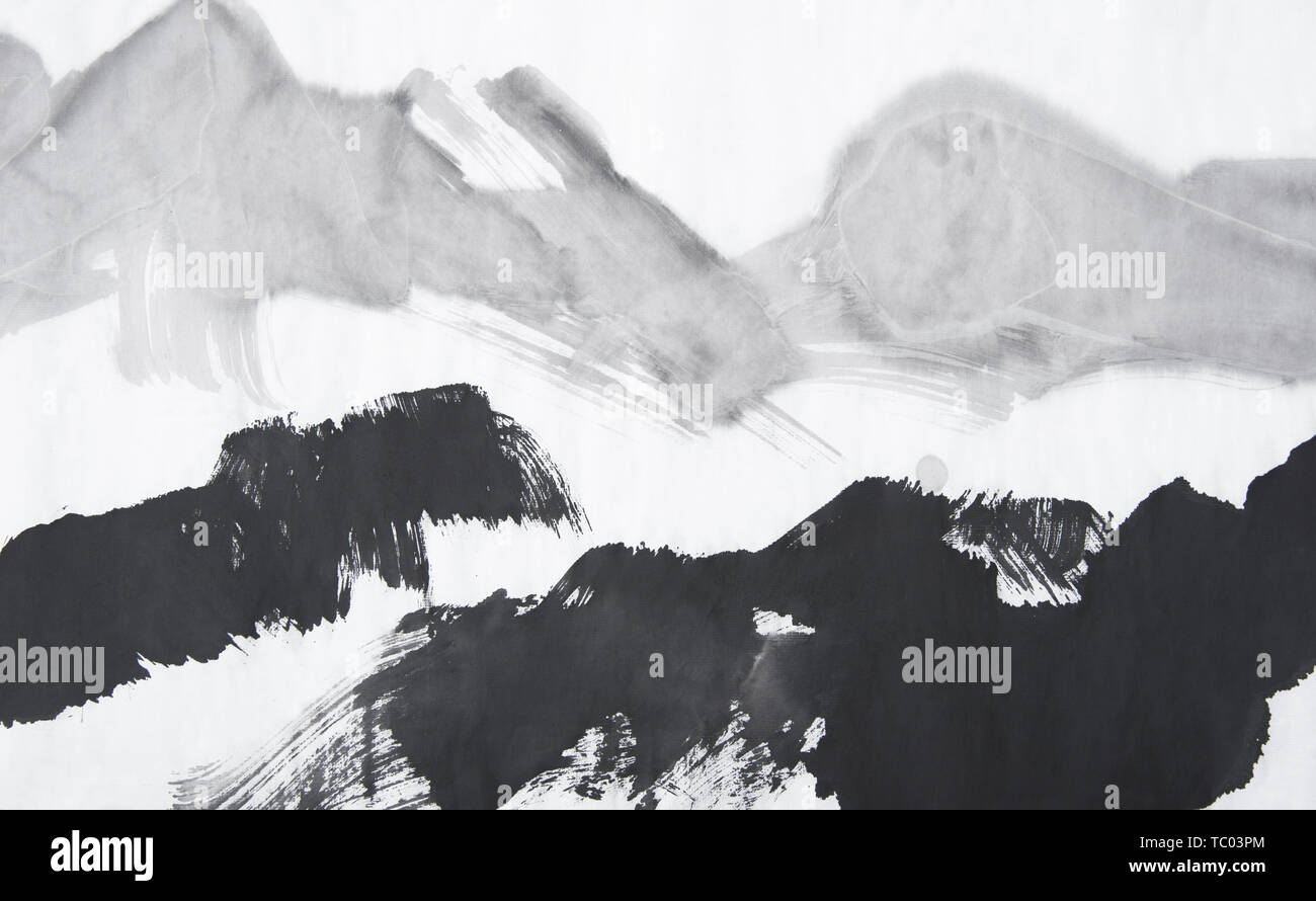 Abstract landscape ink background Stock Photo - Alamy