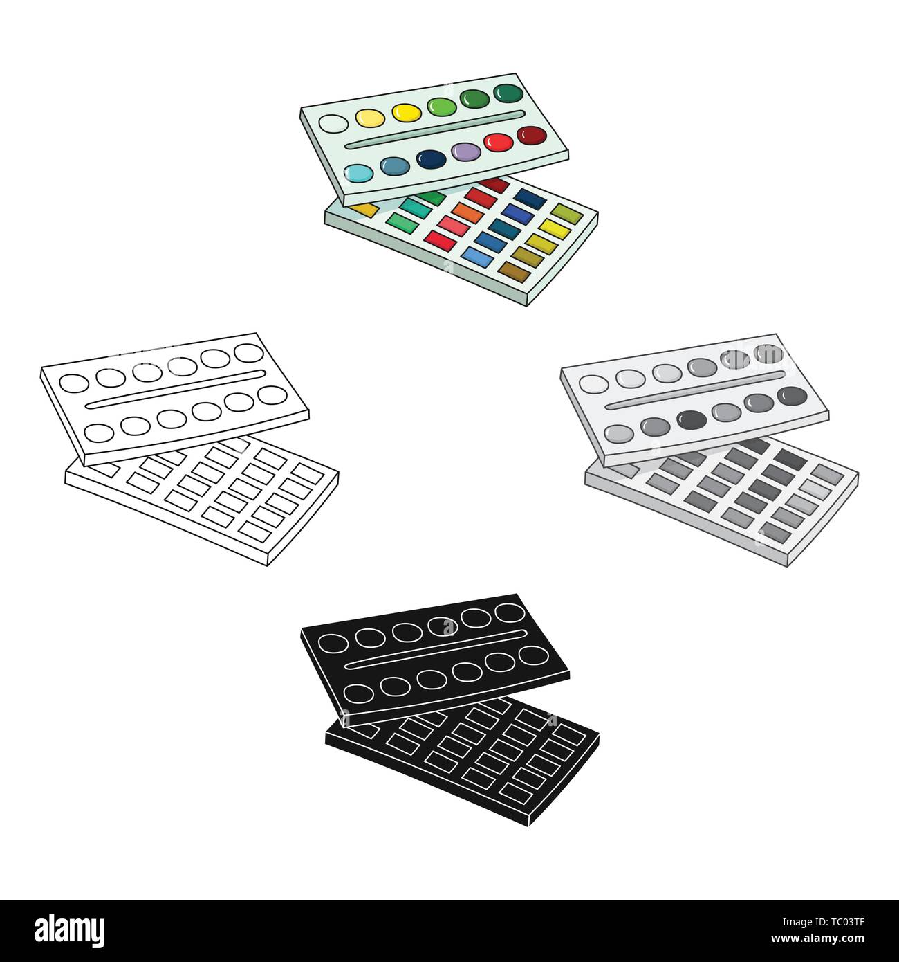 Watercolor paint icon in cartoon,black style isolated on white ...