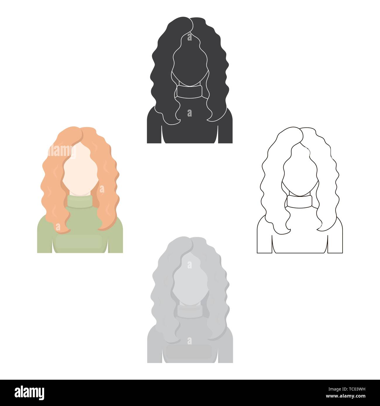 Redhead icon cartoon,black. Single avatar,peaople icon from the big ...