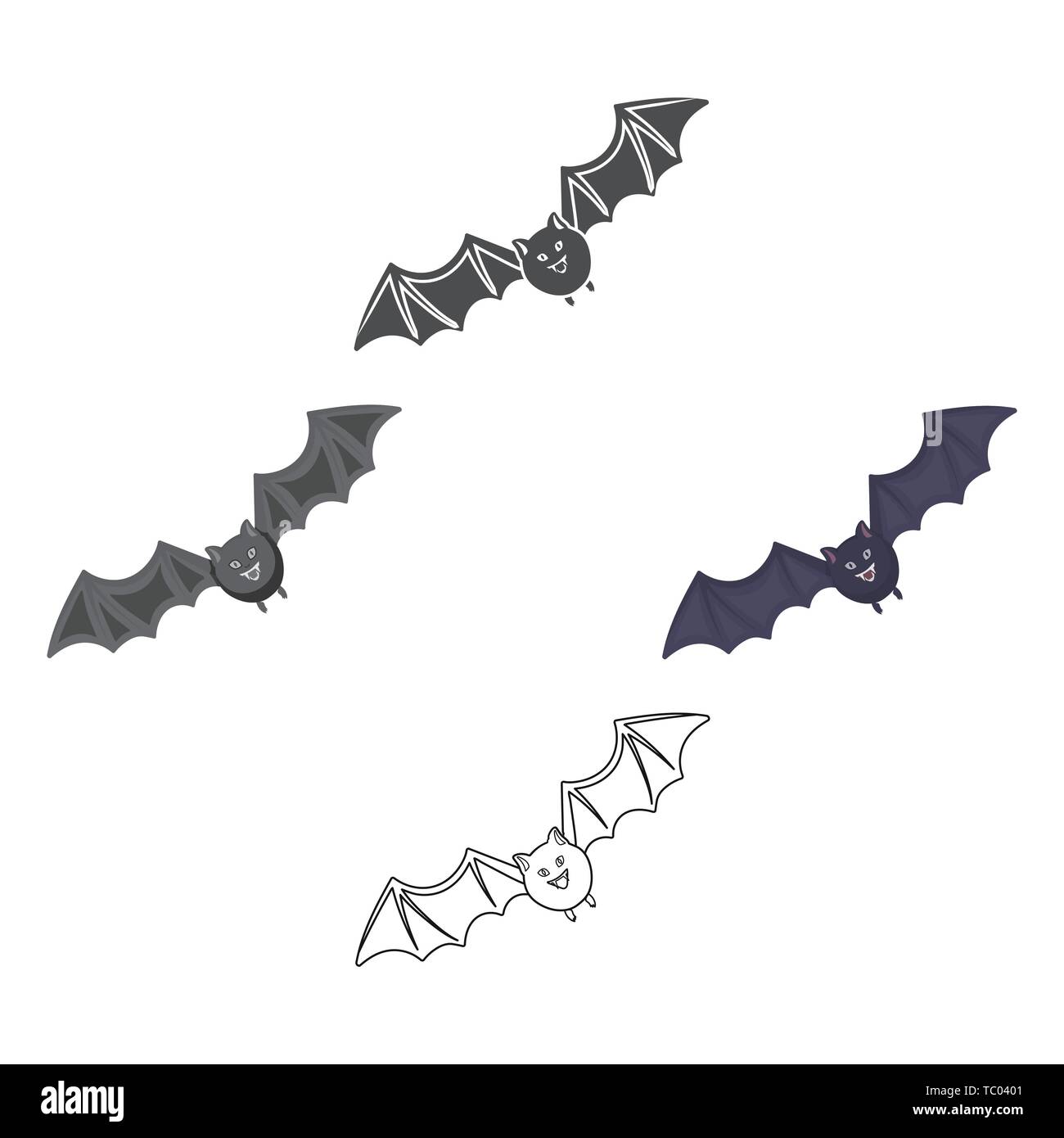 Bat icon in cartoon,black style isolated on white background. Black and ...