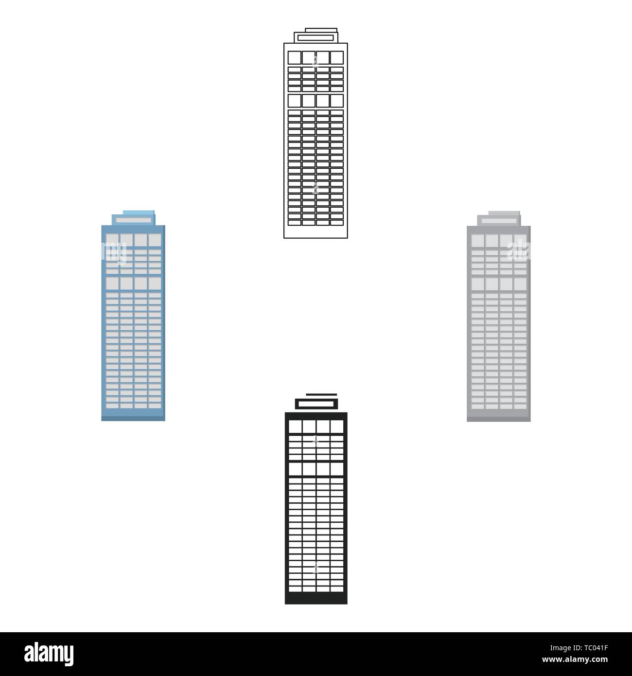 Skyscraper icon cartoon,black. Single building icon from the big city ...
