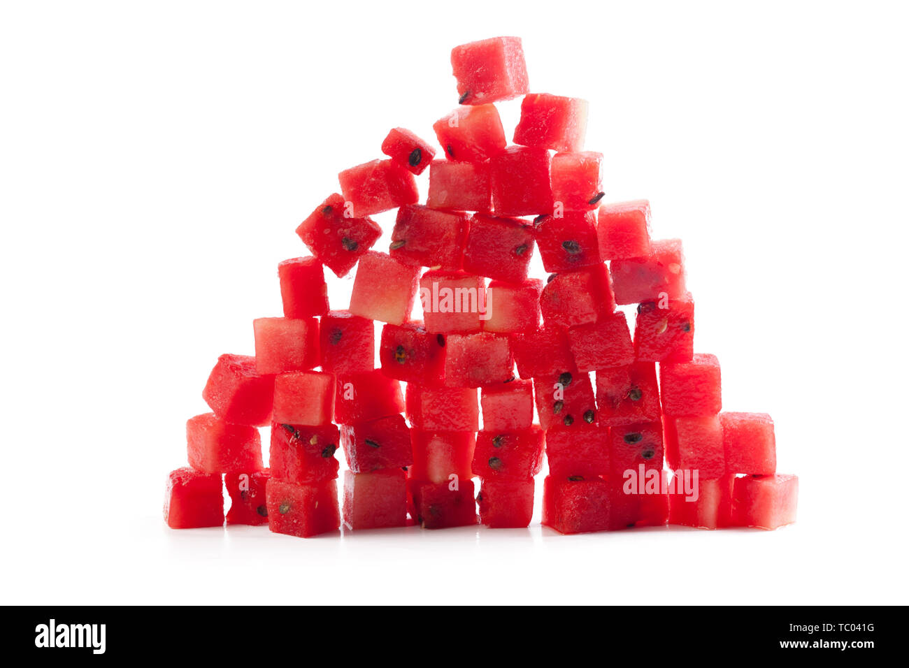 Watermelon fruit cube slice Stock Photo - Alamy