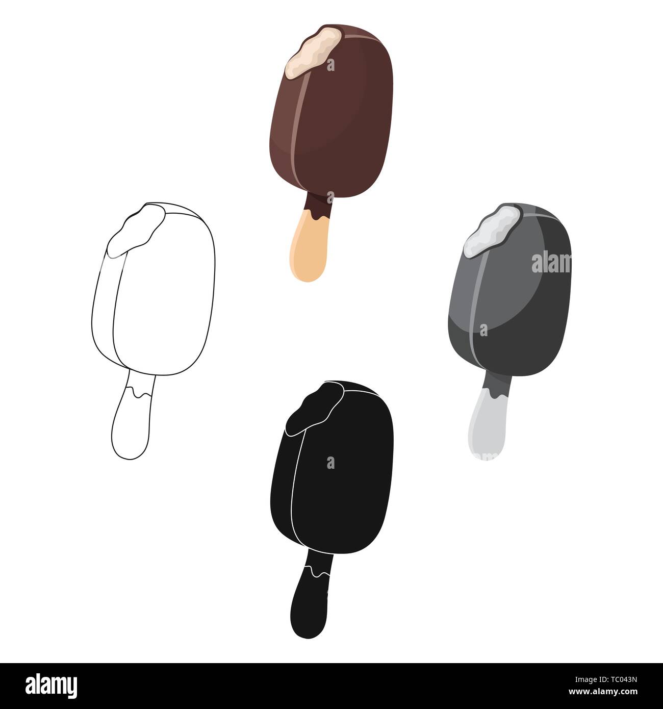 Chocolate eskimo pie icon in cartoon,black design isolated on white ...