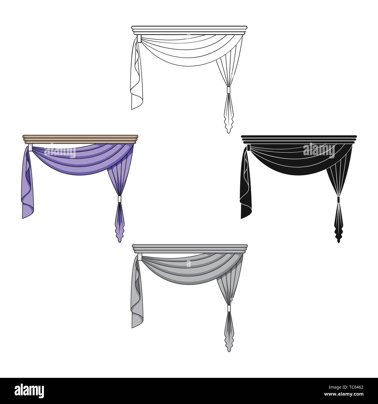 Curtains with drapery on the cornice.Curtains single icon in cartoon ...