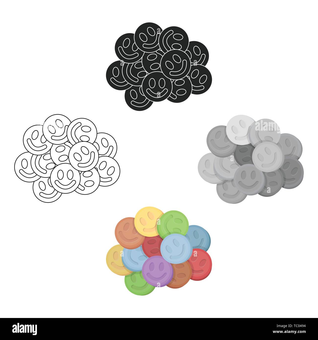 Ecstasy icon in cartoon,black style isolated on white background. Drugs ...