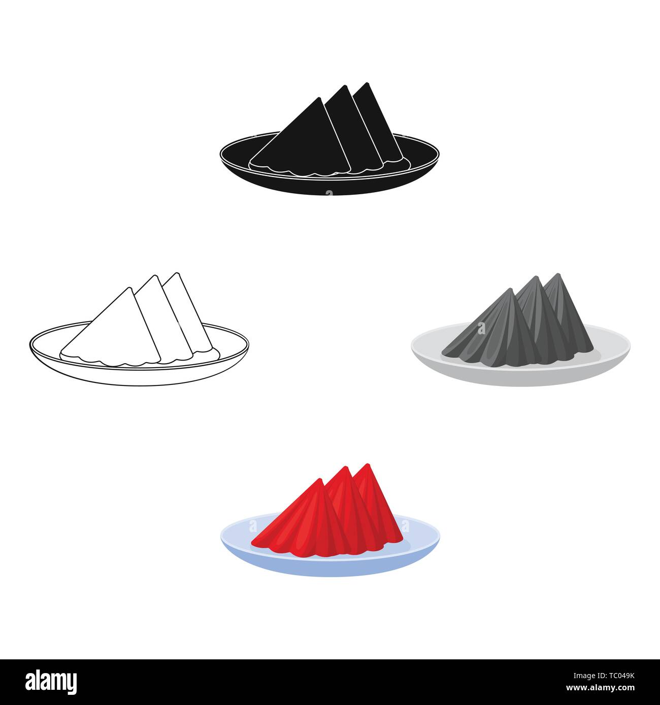 Folded napkins on the plate icon in cartoon,black style isolated on ...