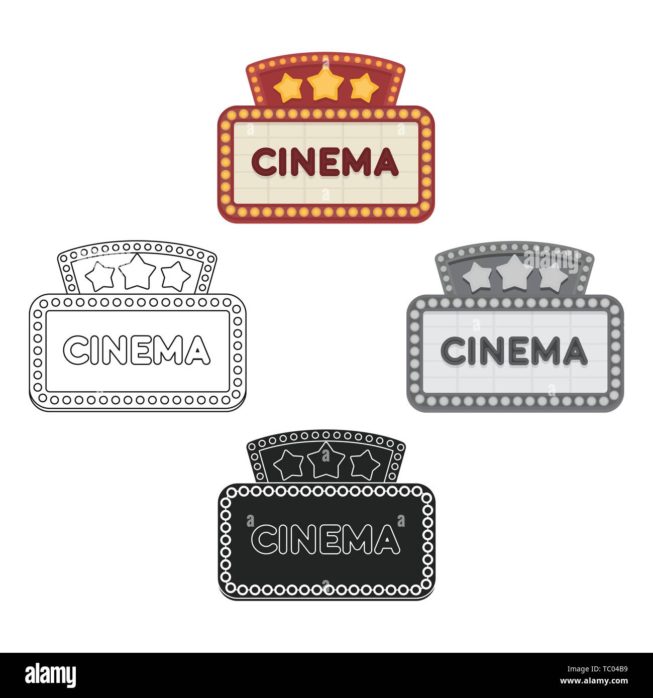 Cinema signboard icon in cartoon,black style isolated on white ...