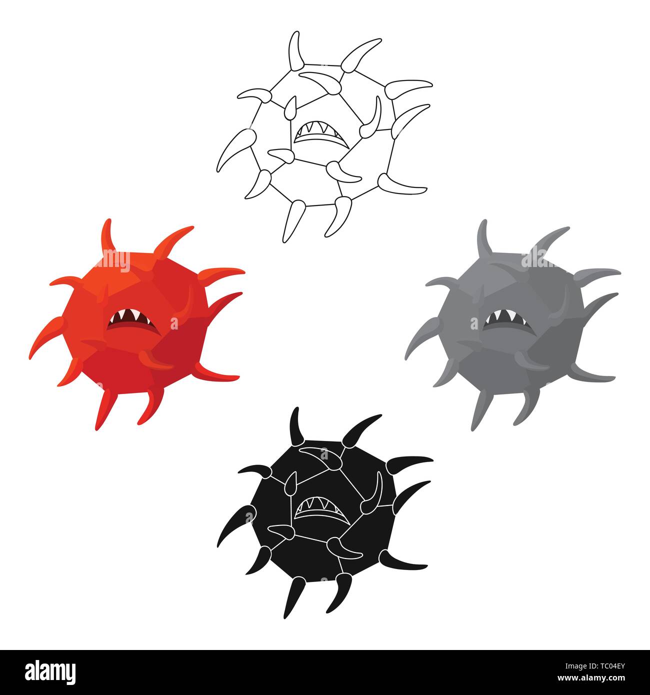 Computer virus icon in cartoon,black design isolated on white ...