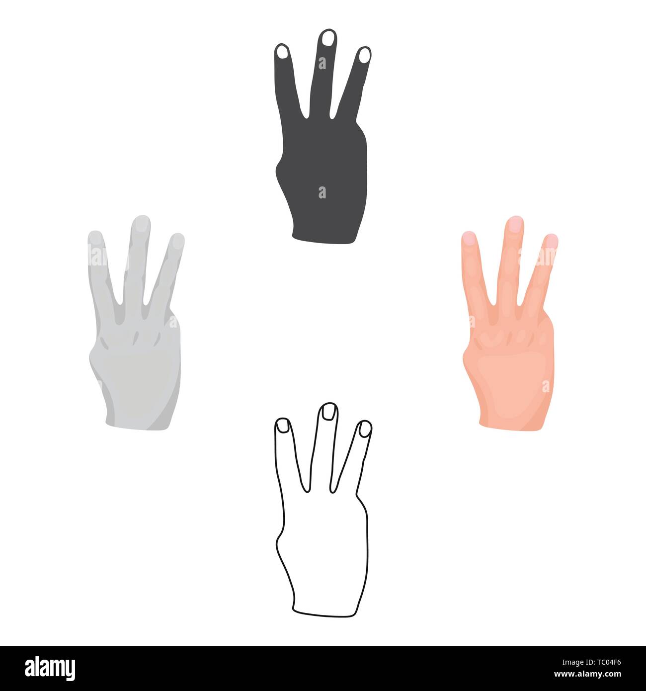 Three fingers icon in cartoon,black style isolated on white background ...