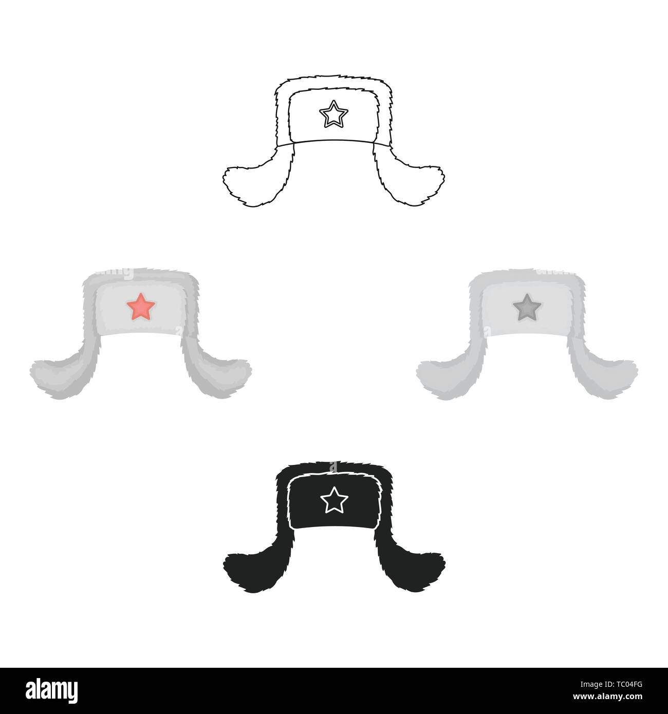 Ushanka icon in cartoon,black style isolated on white background. Hats ...
