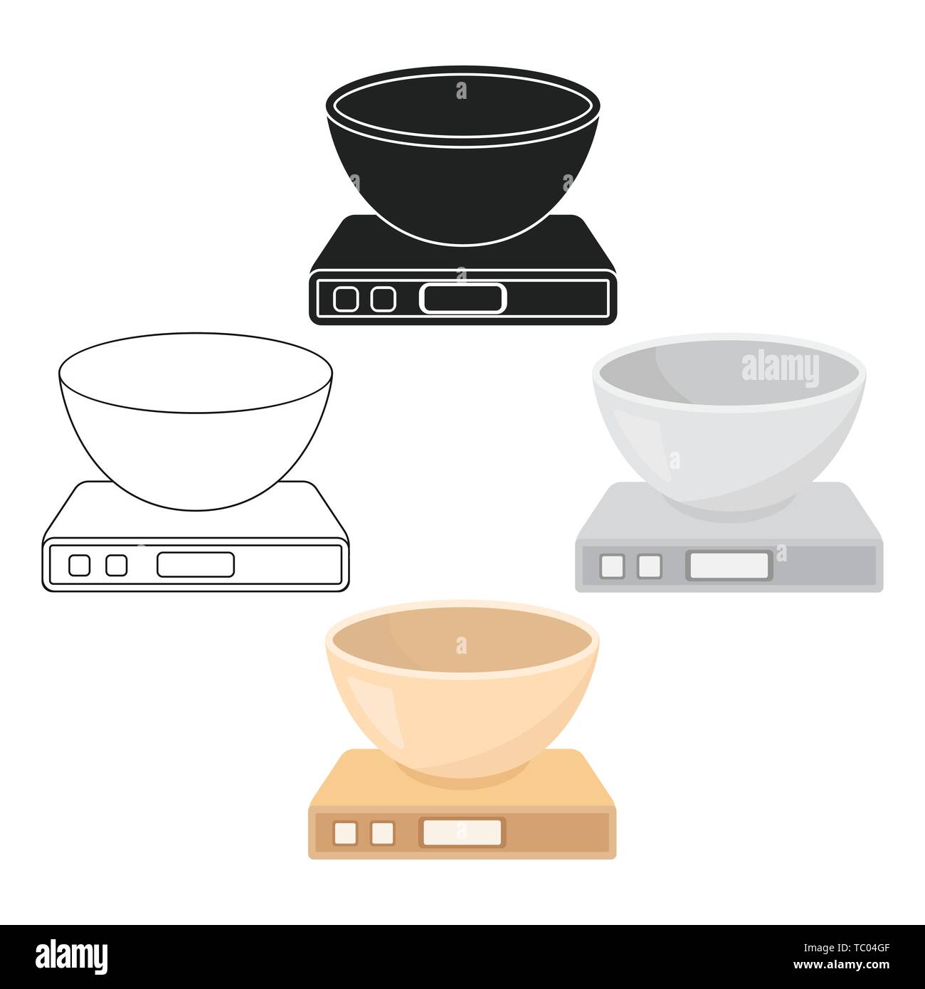 Kitchen scale icon in cartoon,black style isolated on white background ...