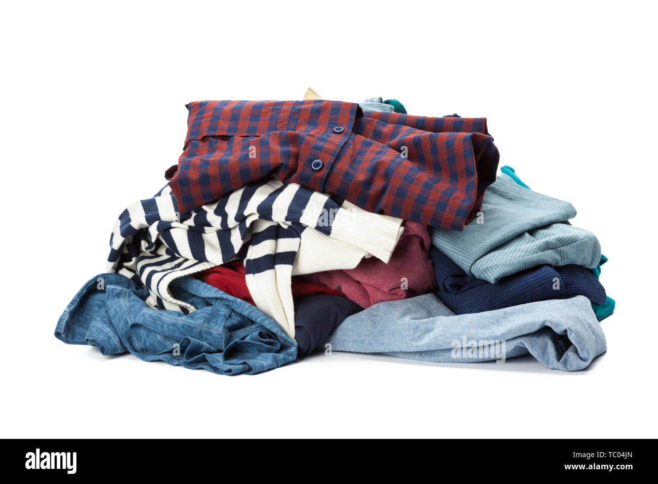 Stack of clothes on white background, closeup Stock Photo - Alamy