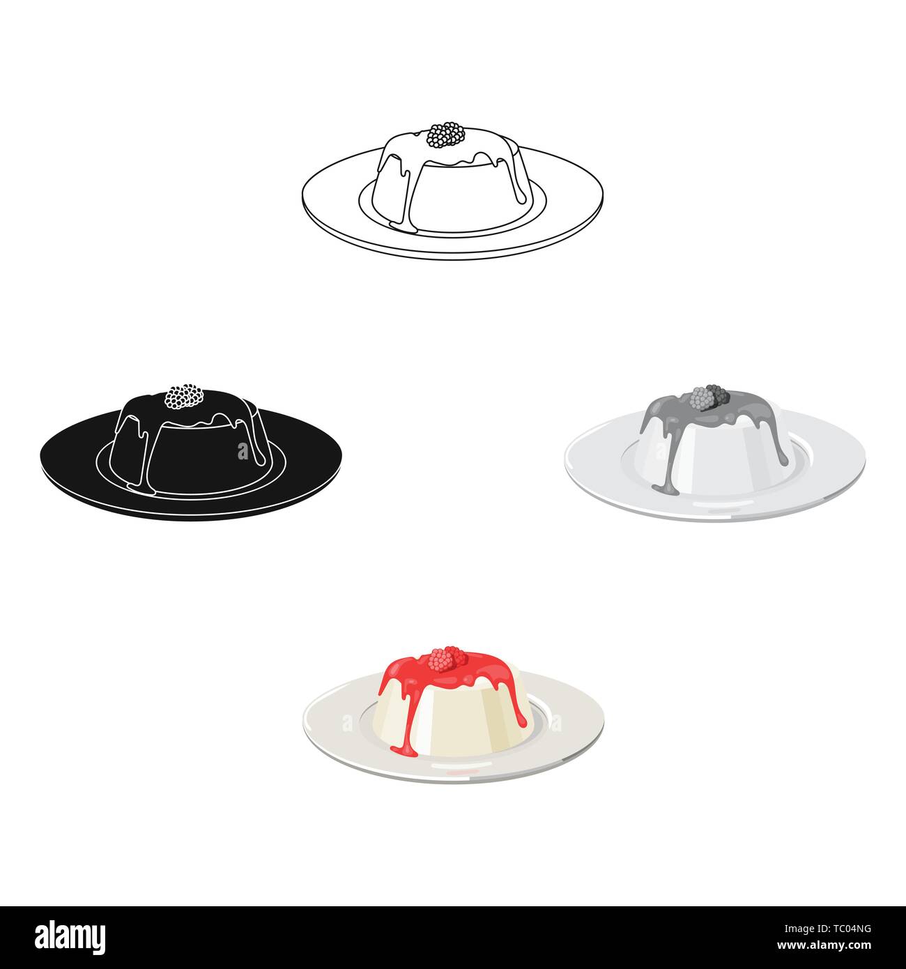 Panna cotta icon in cartoon,black style isolated on white background ...