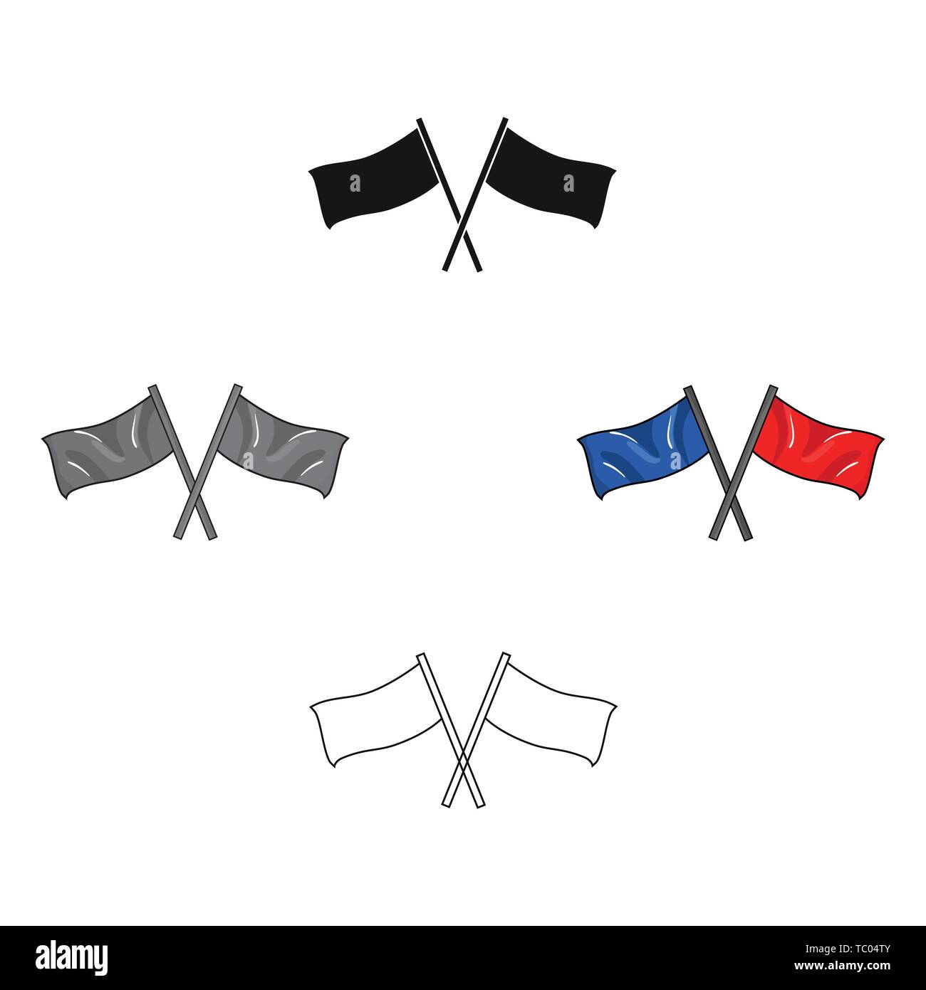 Red and blue flags icon in cartoon,black design isolated on white ...