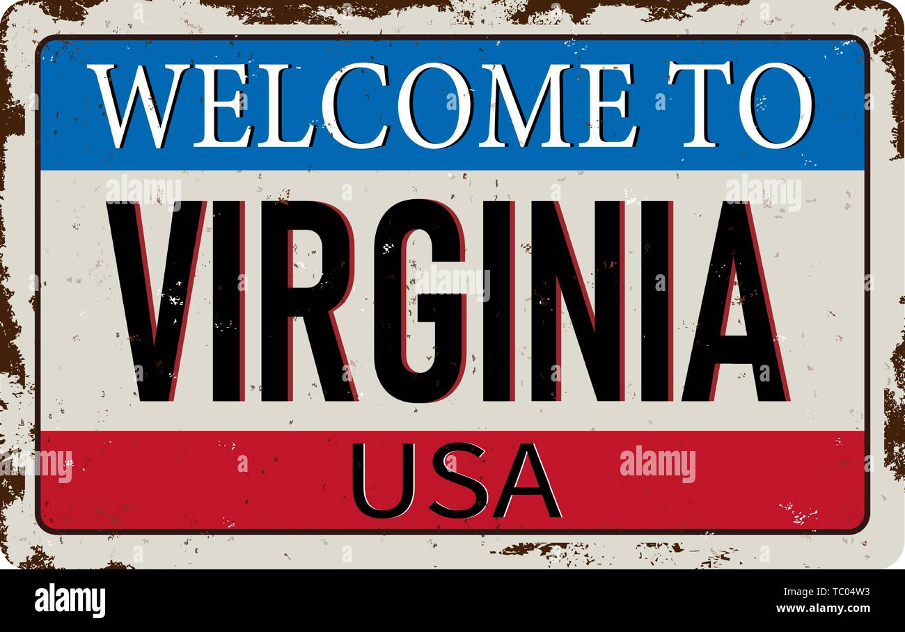 Welcome to Virginia vintage grunge poster, vector illustration Stock ...
