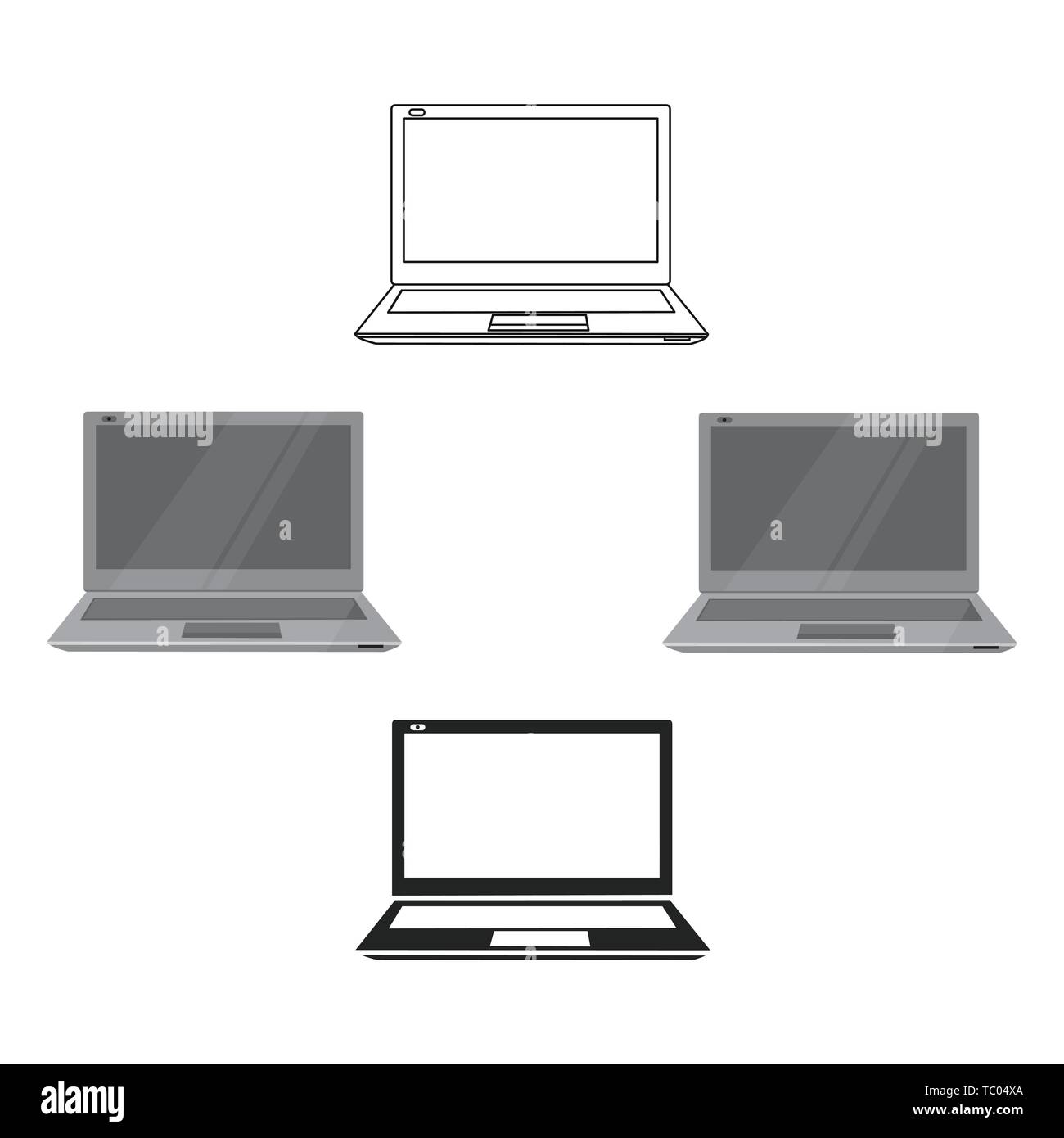 Laptop icon in cartoon,black style isolated on white background ...
