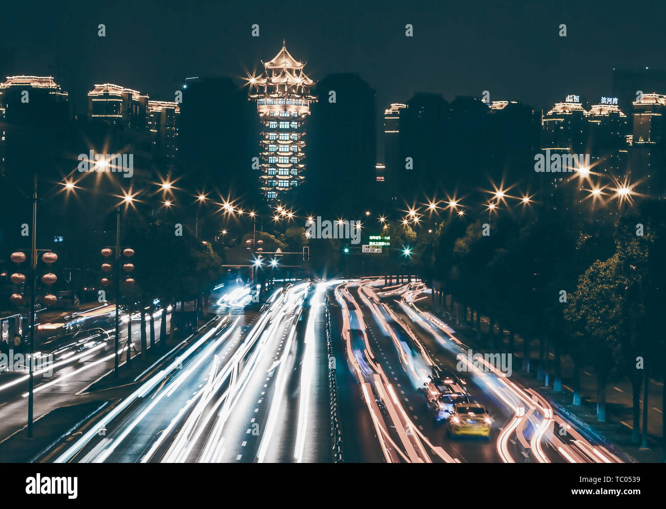 Chengdu city night view Stock Photo - Alamy