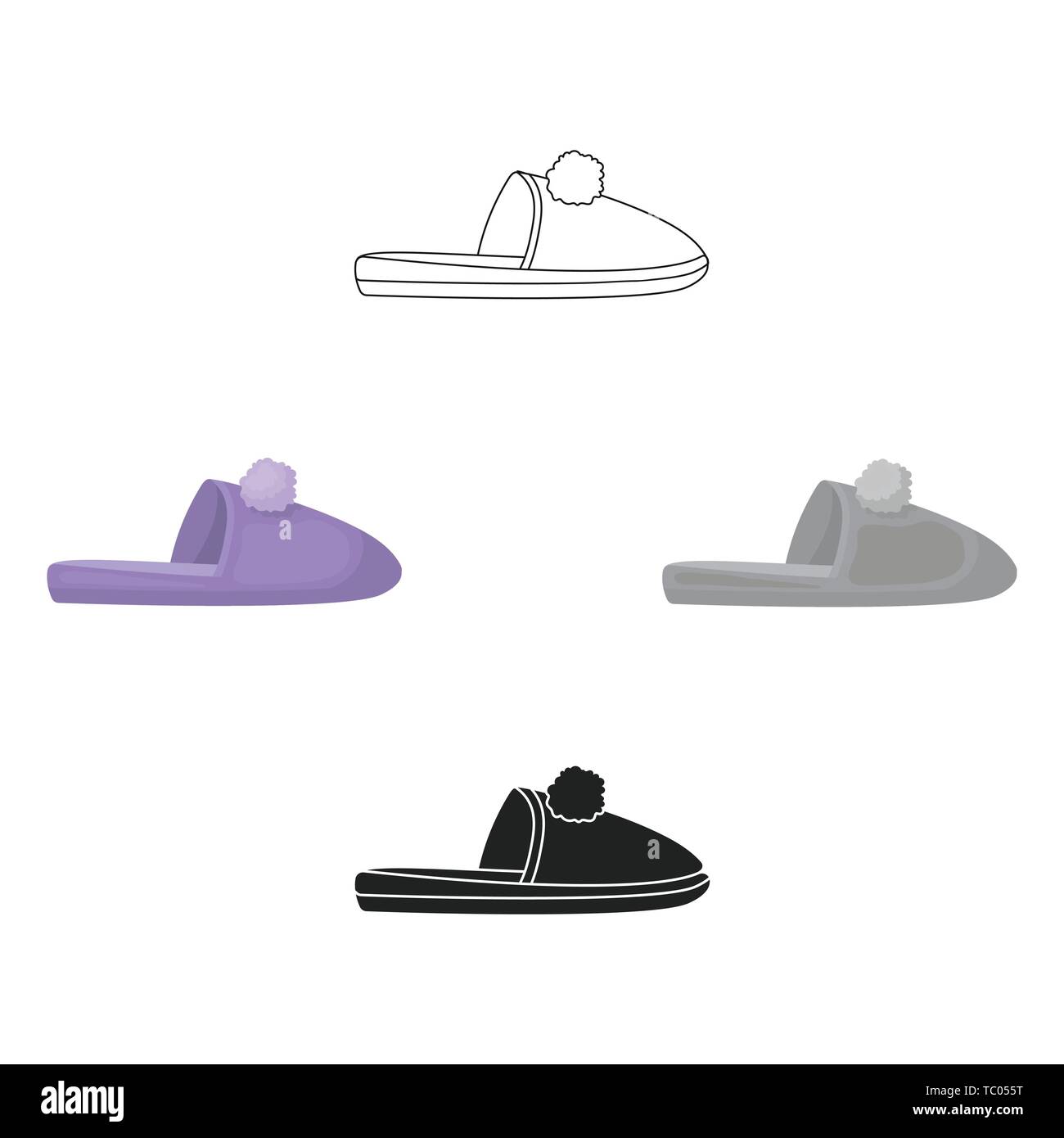 Slippers icon in cartoon,black style isolated on white background ...