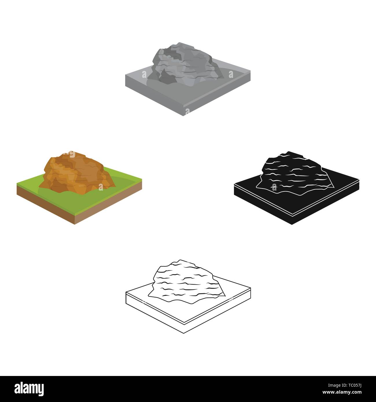 Mountains, rocks and landscape. Relief and mountains single icon in ...