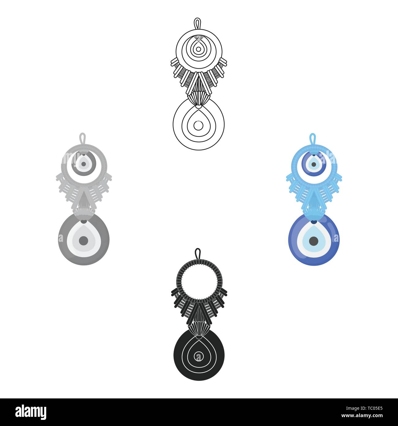 Amulet nazar icon in cartoon,black style isolated on white background ...
