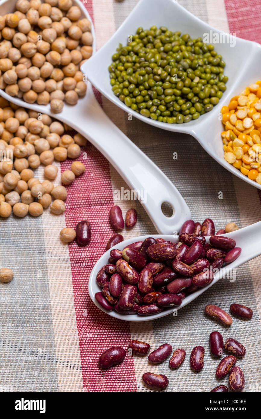 Group of colorful various beans Stock Photo - Alamy