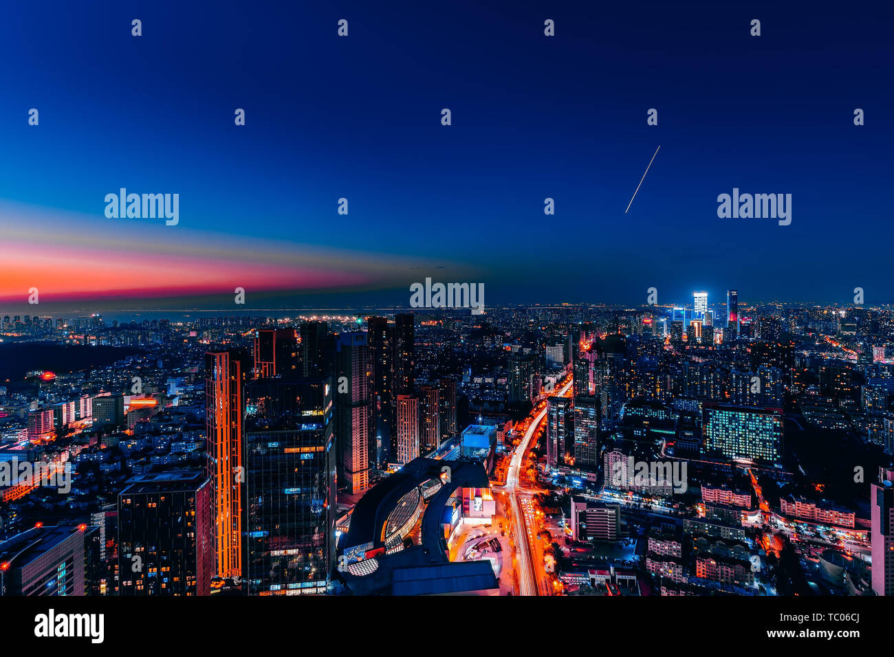 Night view of climbing buildings in Qingdao Stock Photo - Alamy