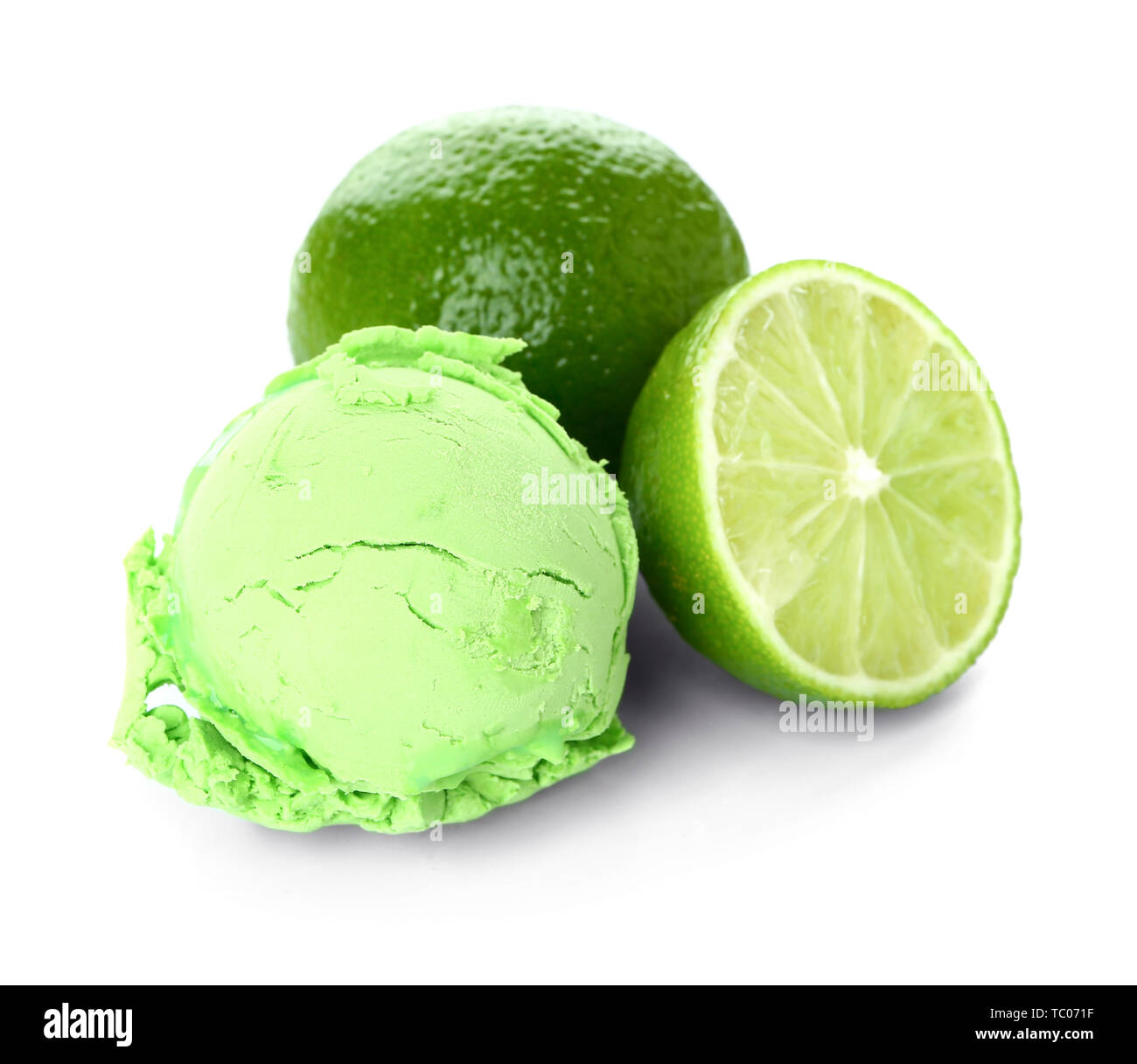 Tasty lime ice cream on white background Stock Photo - Alamy