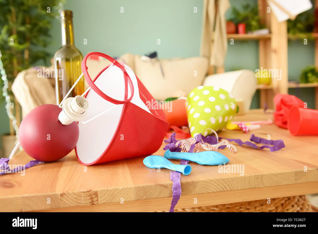 Room in terrible mess after party Stock Photo - Alamy