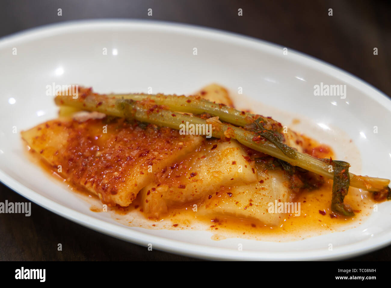 Traditional Korean food mookimchi - radish Kimchi Stock Photo - Alamy