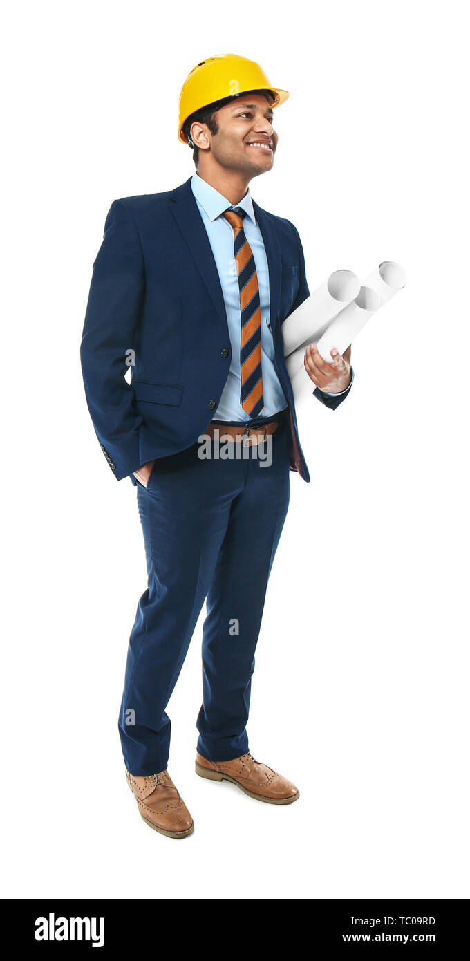 Handsome architect on white background Stock Photo - Alamy