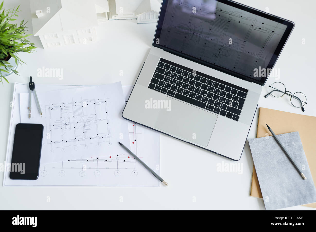 Workplace of architect Stock Photo - Alamy