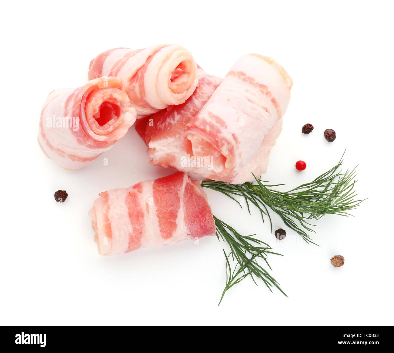 Raw pork rolls bacon Cut Out Stock Images & Pictures - Alamy