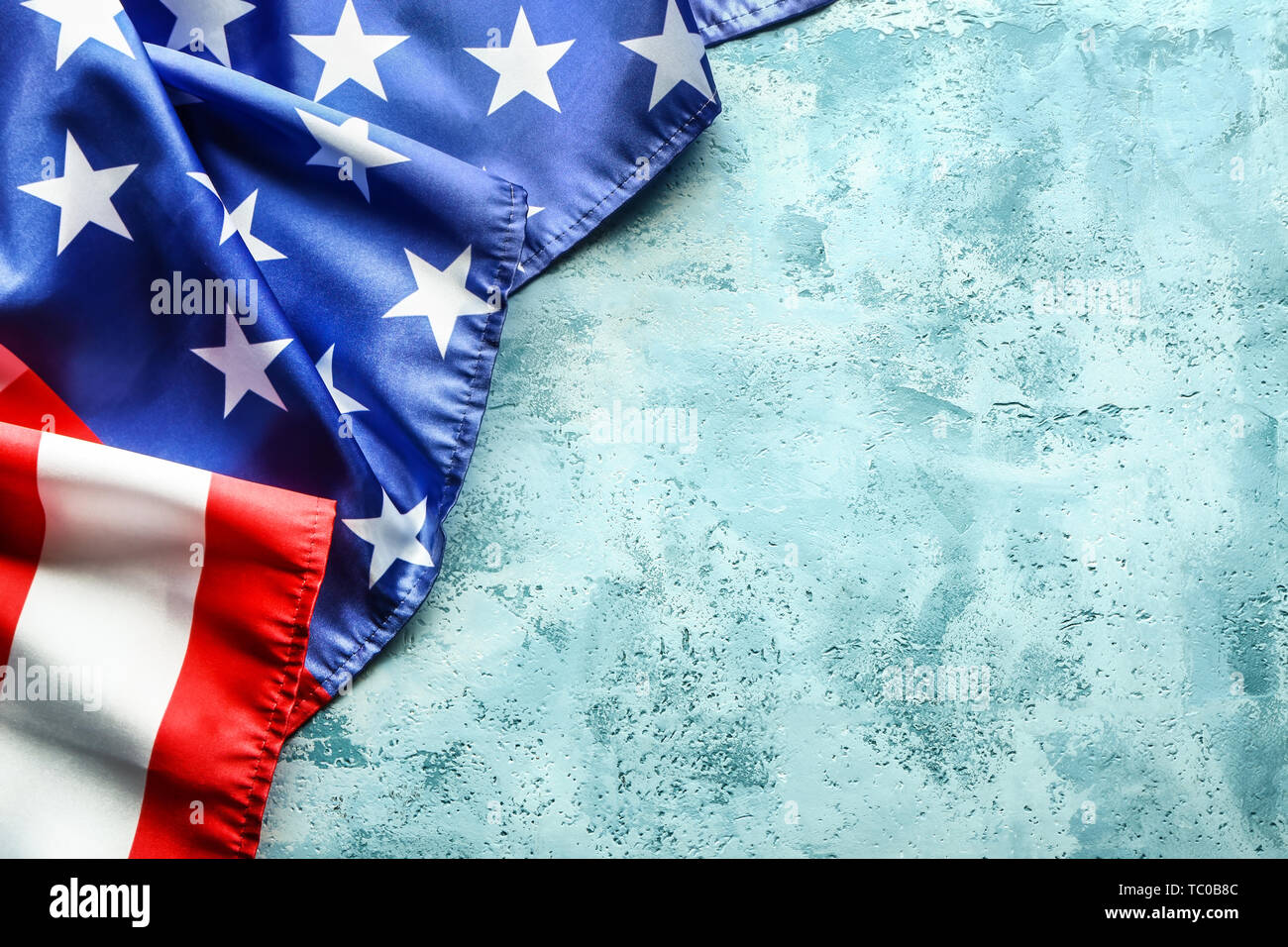 Flag of the United States of America on color background. Independence ...