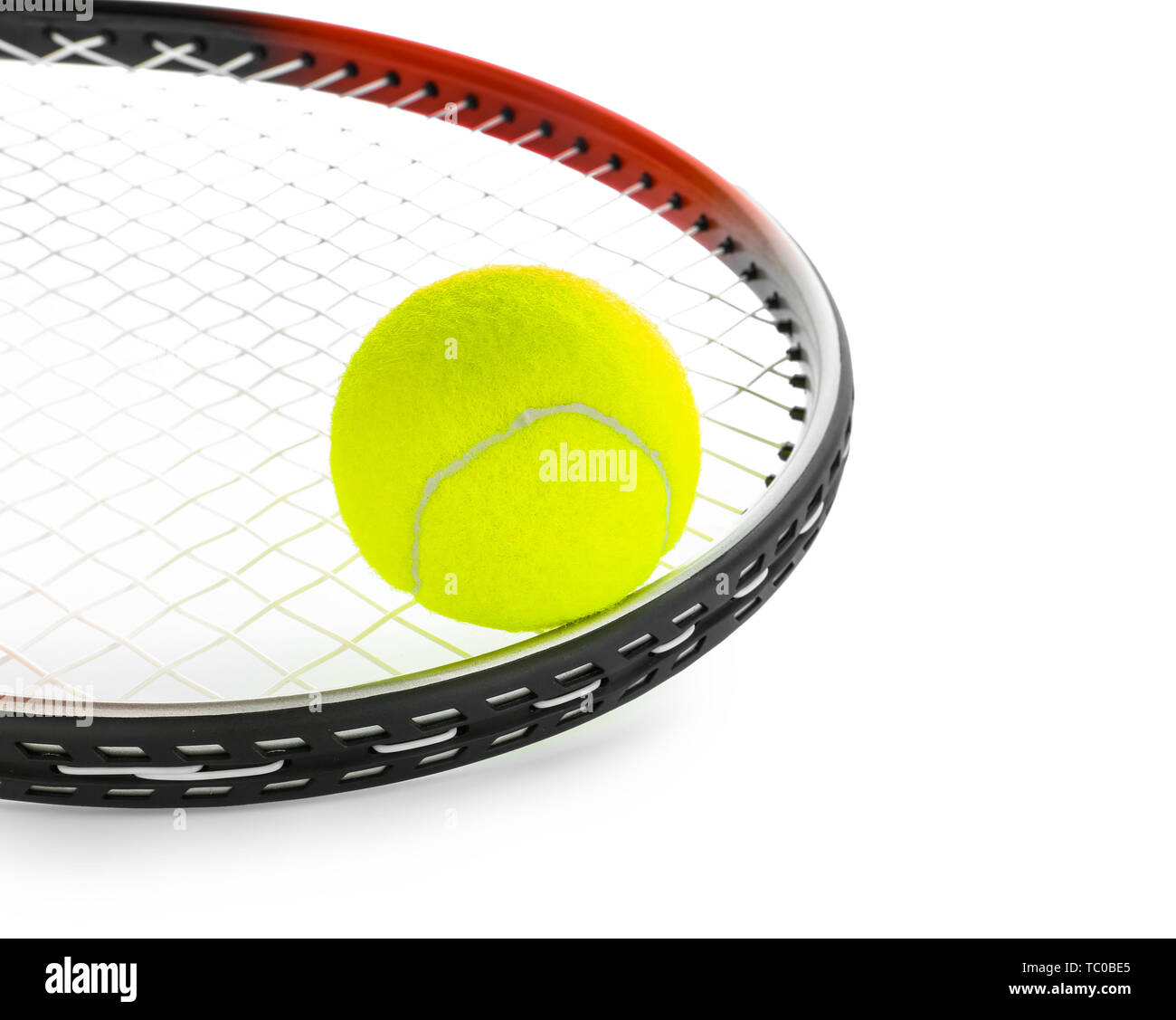 Tennis racket and ball on white background, closeup Stock Photo - Alamy