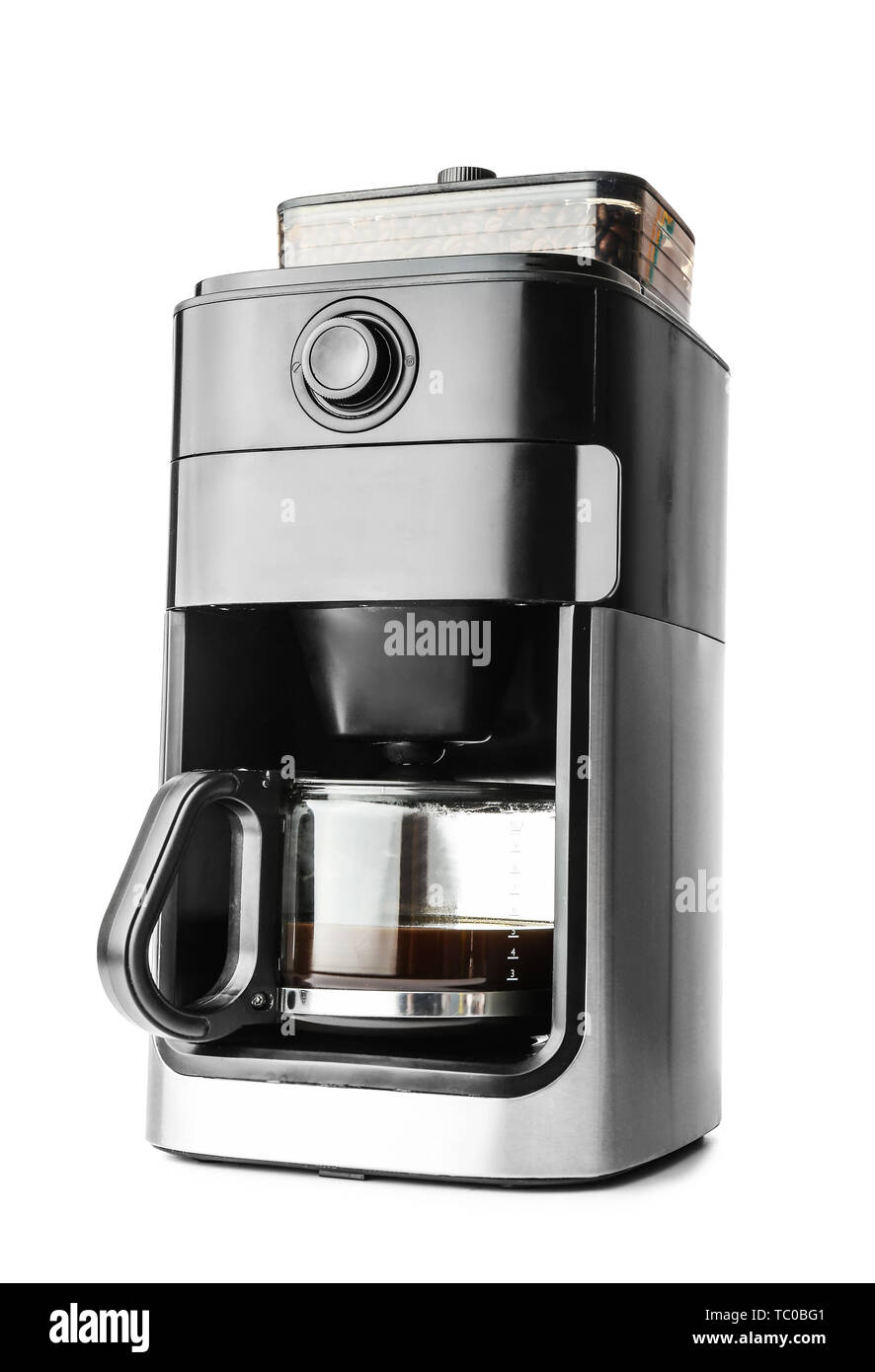 Modern coffee machine on white background Stock Photo - Alamy