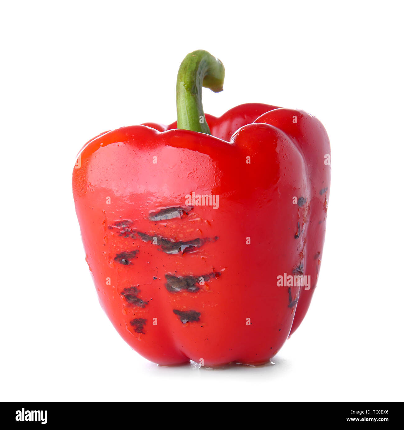 Grilled red pepper on white background Stock Photo - Alamy