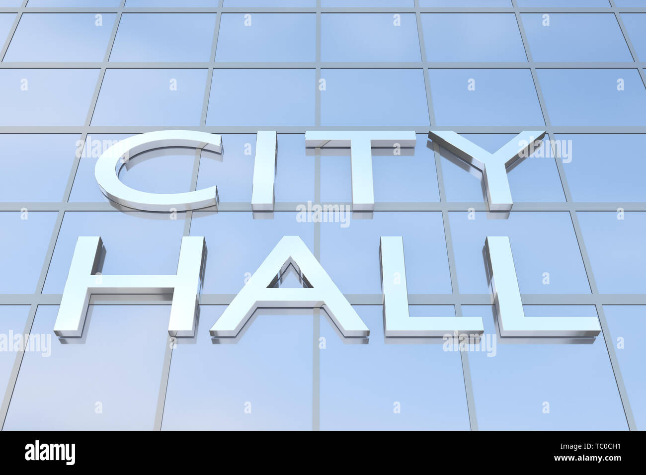 3D illustration of a building with the script CITY HALL Stock Photo - Alamy