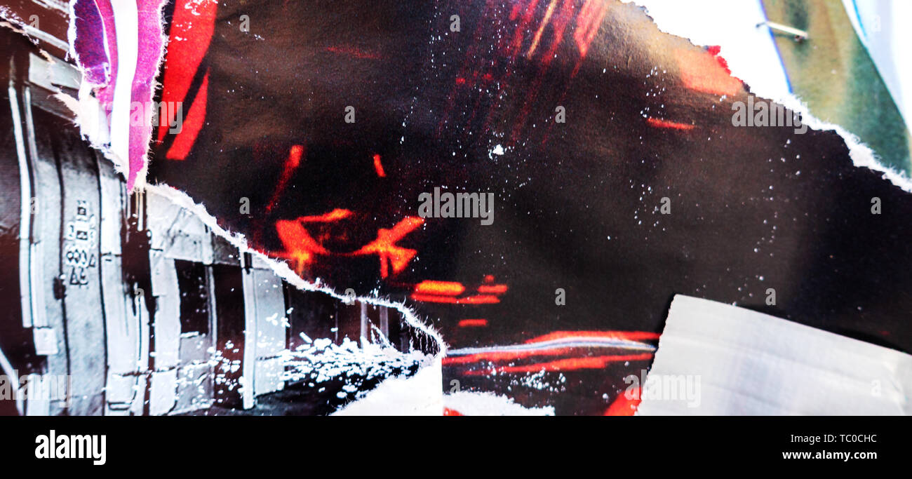 Old multicolored torn vintage paper poster texture background Stock ...