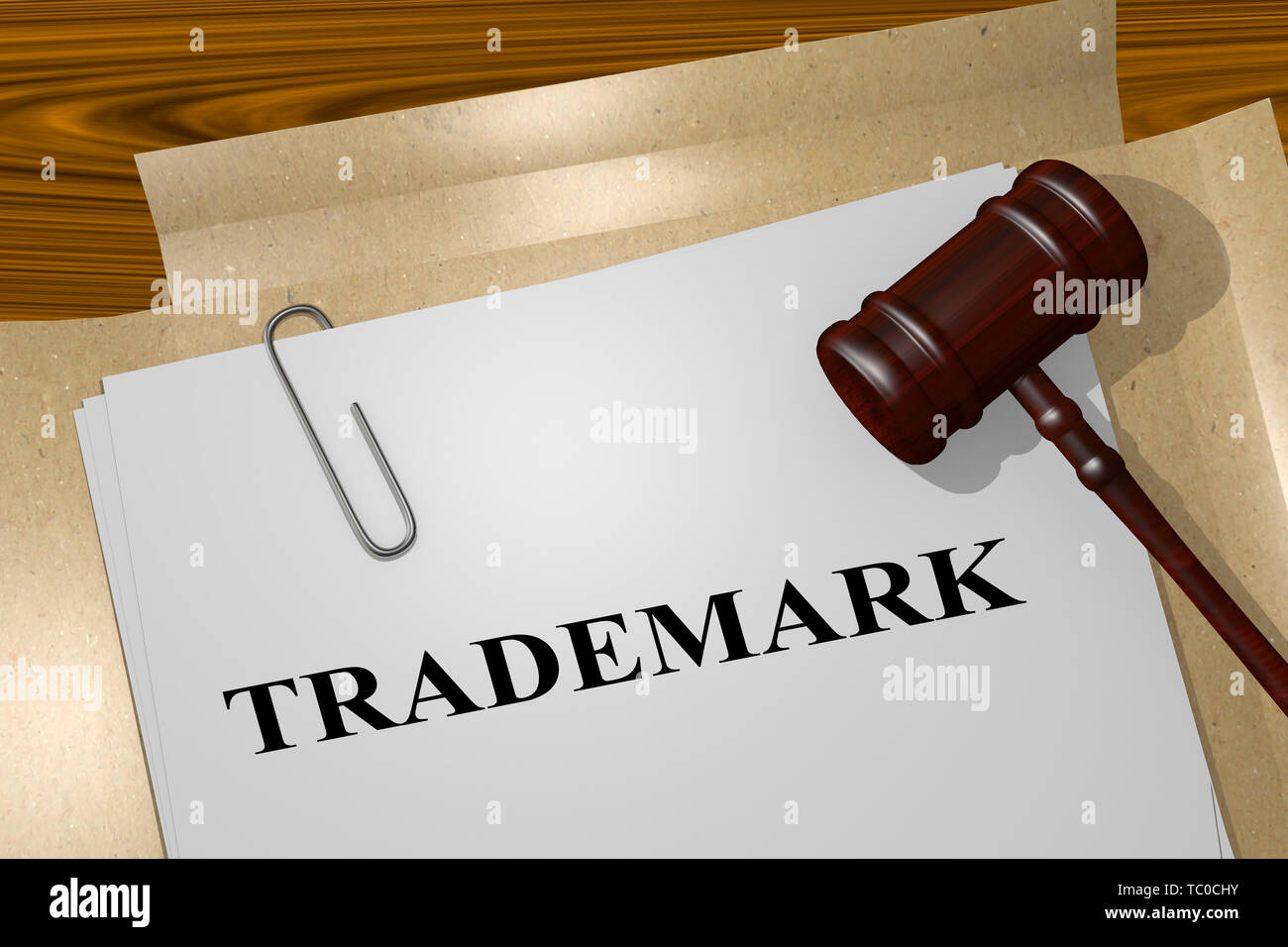 3D illustration of TRADEMARK title on legal document Stock Photo - Alamy