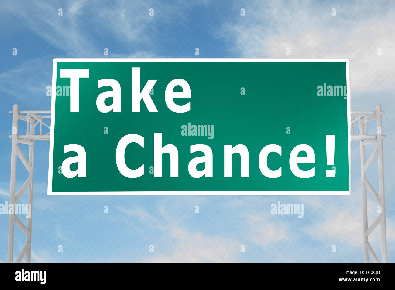 3D illustration of Take a Chance! script on road sign Stock Photo - Alamy