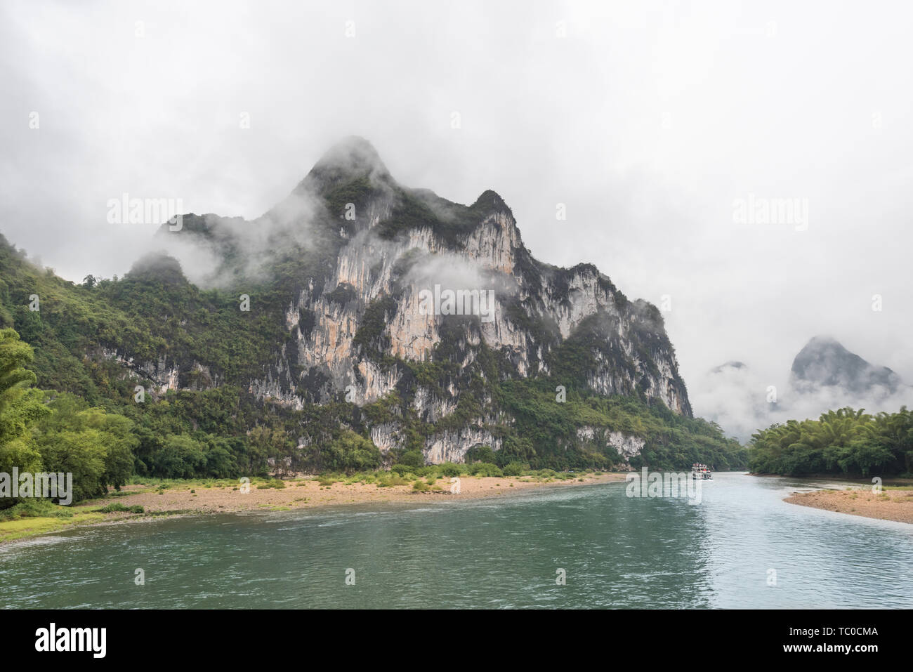 Landscape Scenery of the Li River in Guilin, China in Smoke and Rain ...